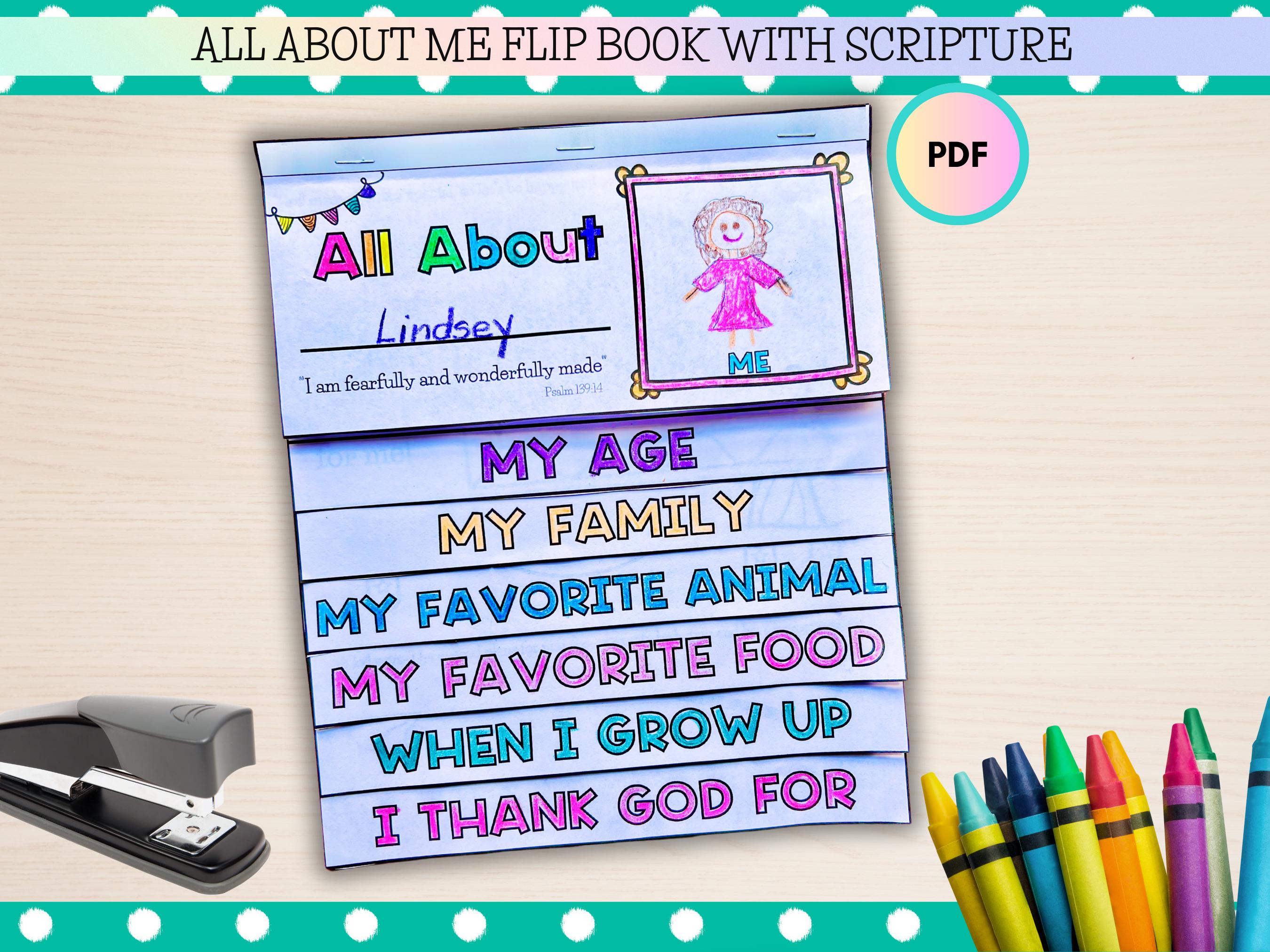 All About Me Printable Flip Book With Scriptures, Bible Craft for Kids ...