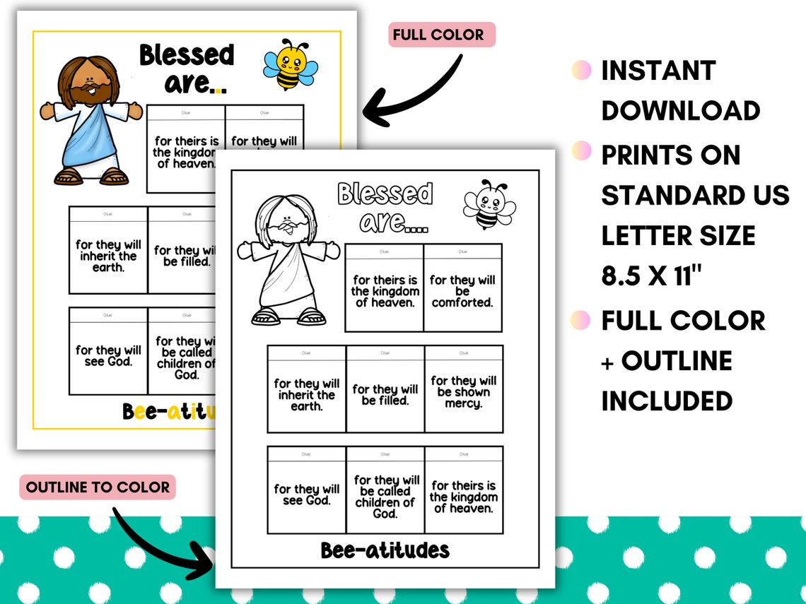 Printable Beatitudes Bible Craft for Kids, Beatitude Craft, Christian ...