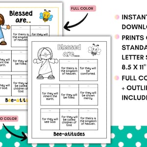 Printable Beatitudes Bible Craft for Kids, Beatitude Craft, Christian ...