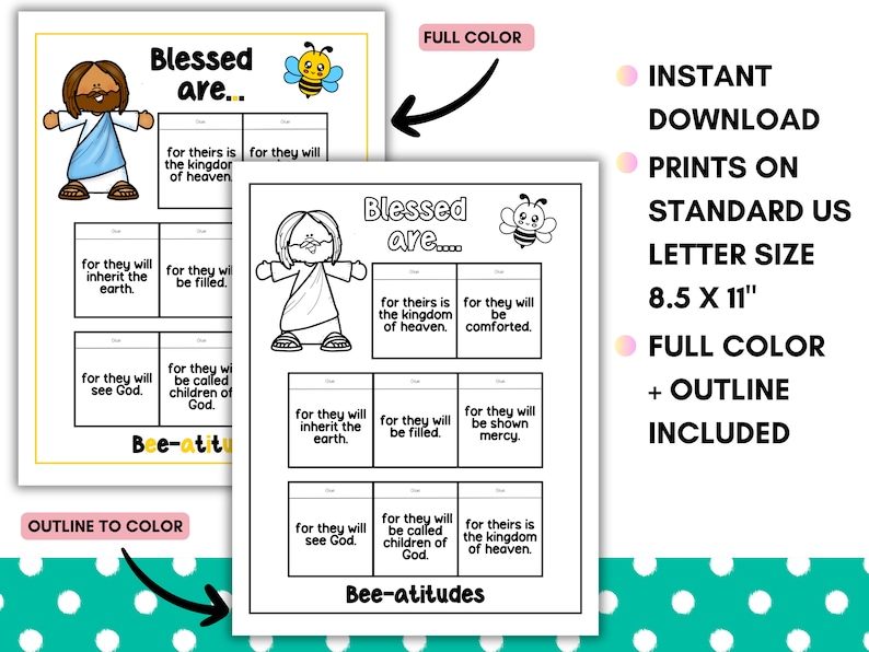 Printable Beatitudes Bible Craft for Kids, Beatitude Craft, Christian ...