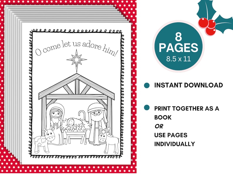 Nativity Coloring Pages for Kids With Verses, Christmas Story Printable ...