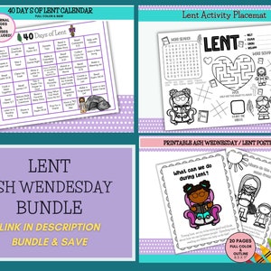 40 Days of Lent Calendar for Kids, Lent Journal for Kids, Printable ...