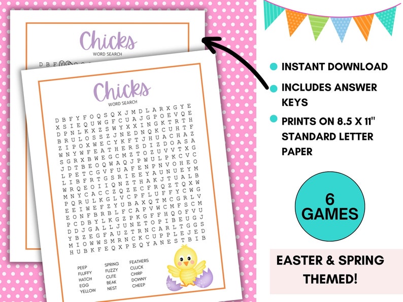 Printable Easter Word Search Puzzle Bundle, Family Spring Games ...