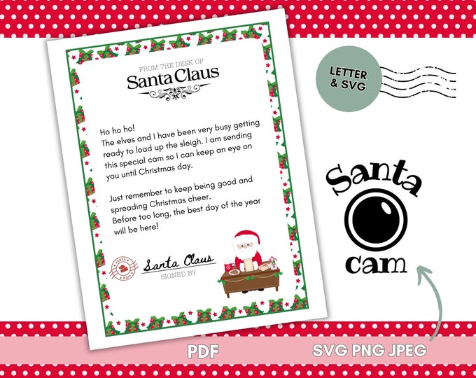 Printable Santa Cam Letter for Children, Unlimited Downloads - Etsy Canada