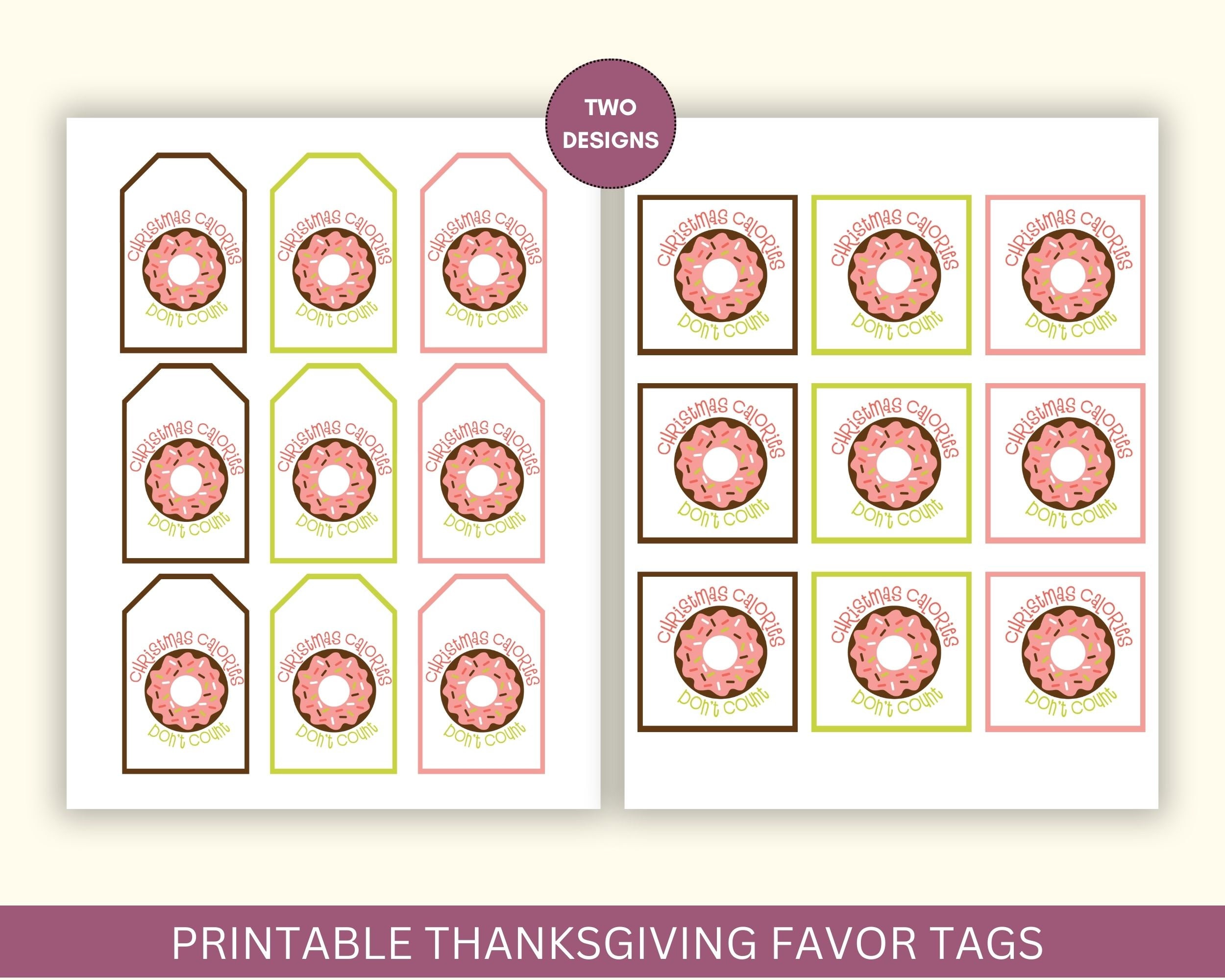 Printable Christmas Treat Tags, Christmas Favor Tags, Christmas Donut ...