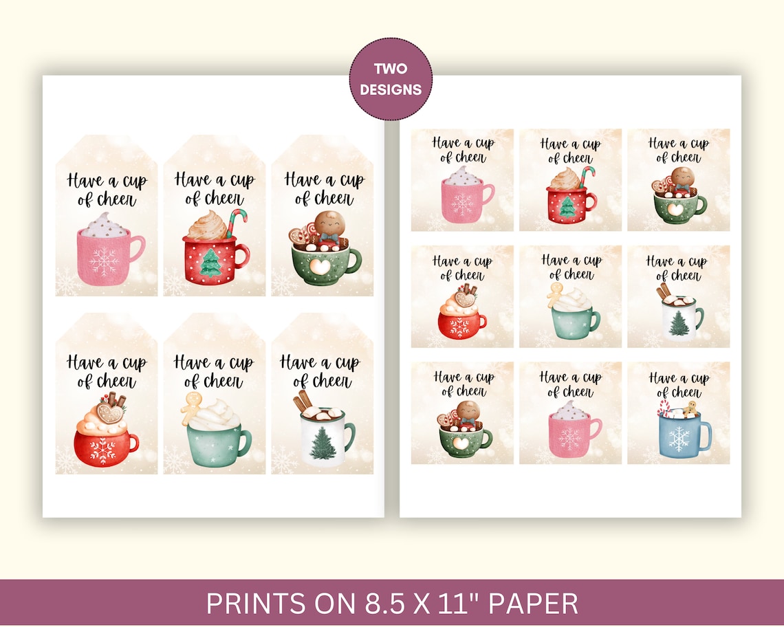 Hot Cocoa Tags, Printable Hot Chocolate Tags, Christmas Gift Tags - Etsy