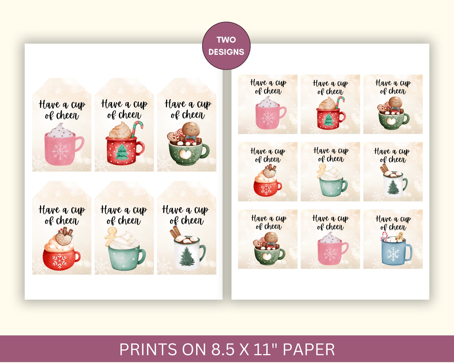Hot Cocoa Tags, Printable Hot Chocolate Tags, Christmas Gift Tags - Etsy