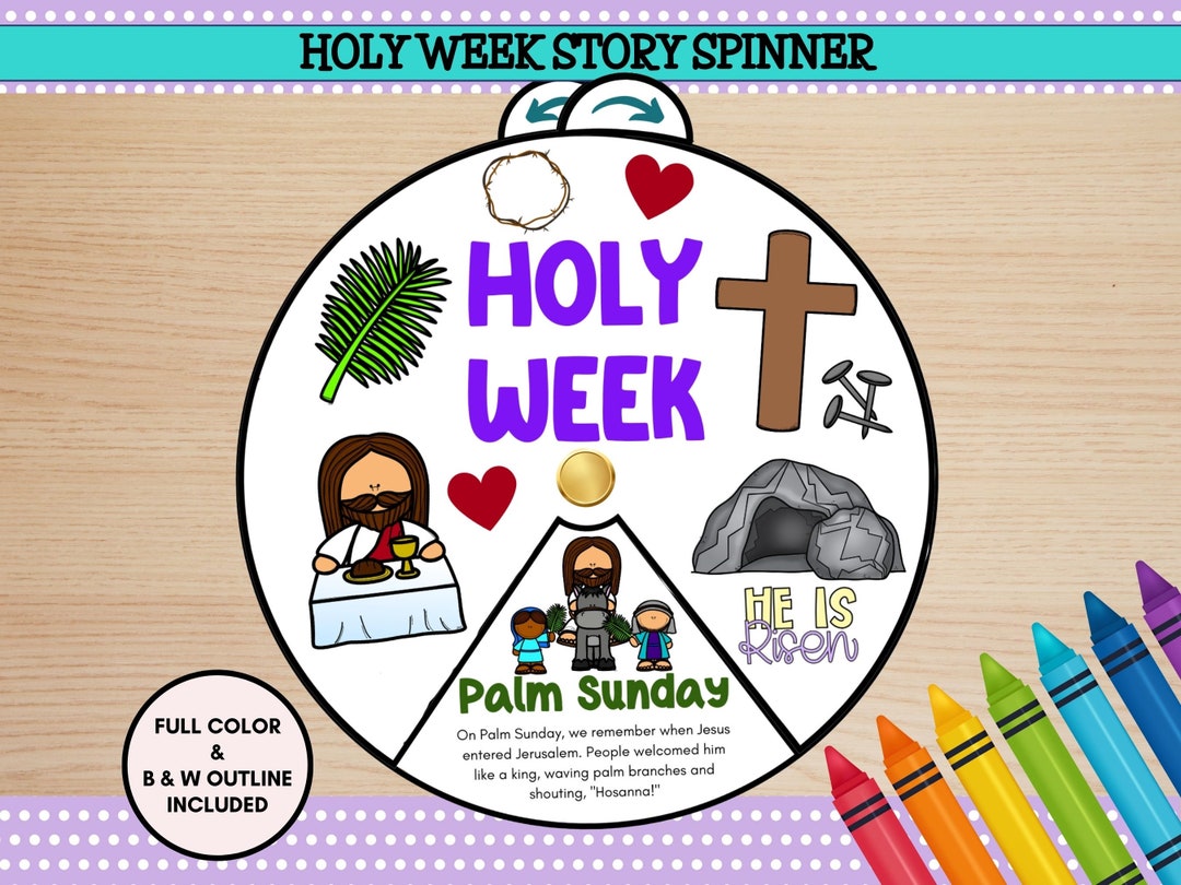 Printable Holy Week Spinner Craft for Kids, Easter Story Wheel ...