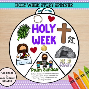 Printable Holy Week Spinner Craft for Kids, Easter Story Wheel ...