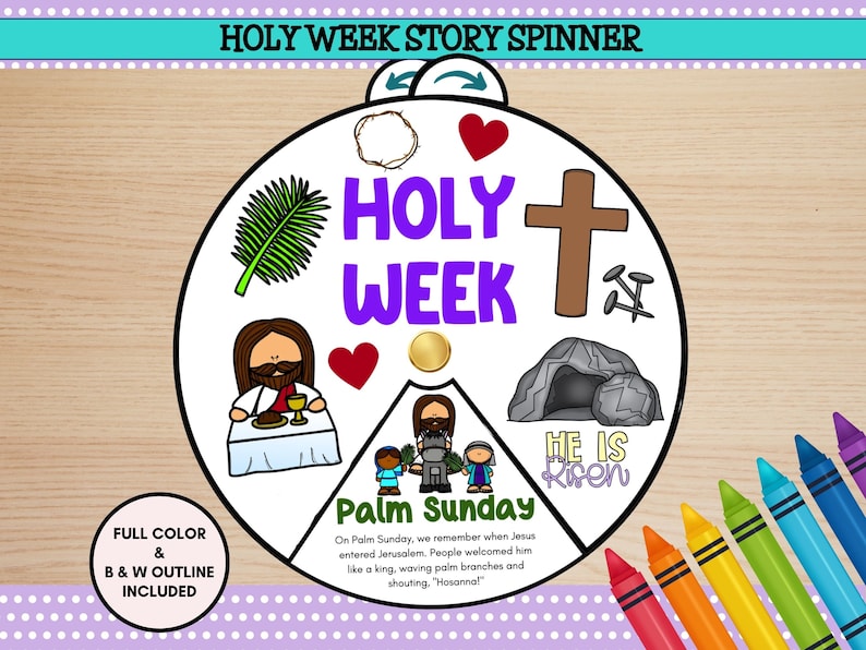 Printable Holy Week Spinner Craft for Kids, Easter Story Wheel ...
