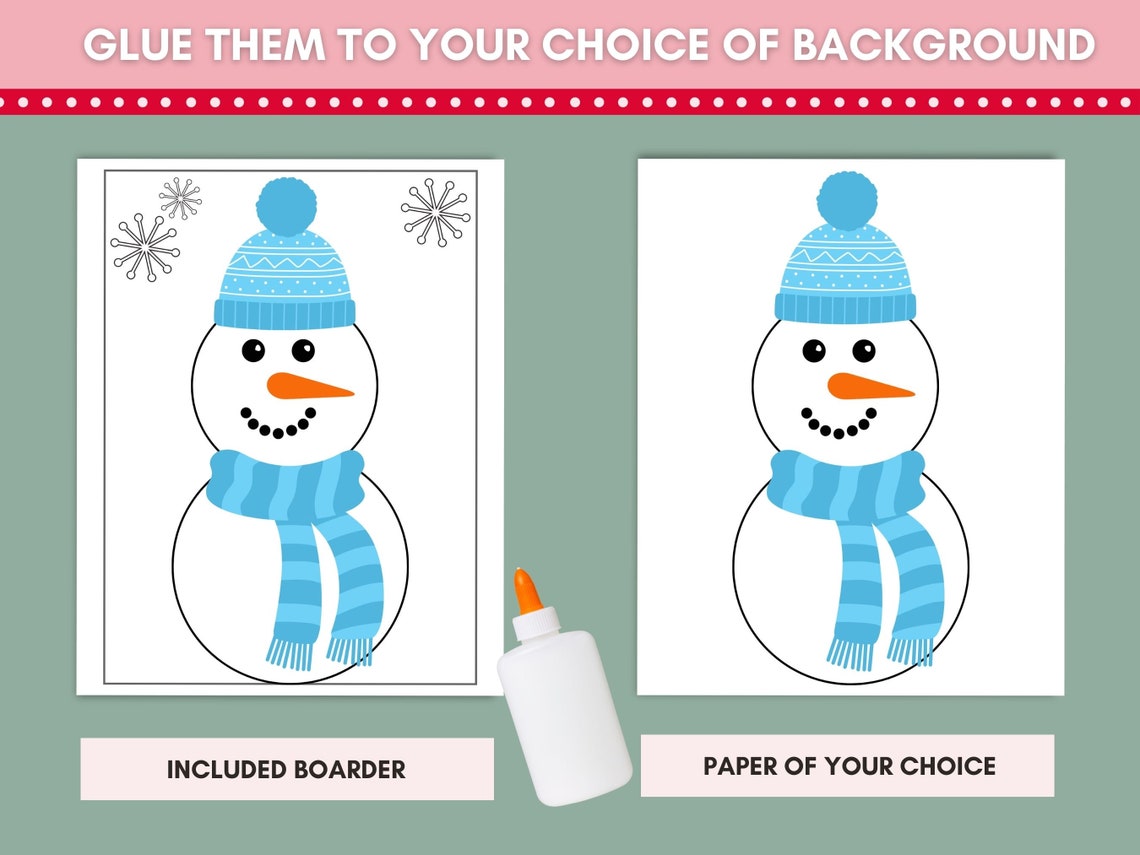 Printable Snowman Craft, Snowman Cut & Paste - Etsy