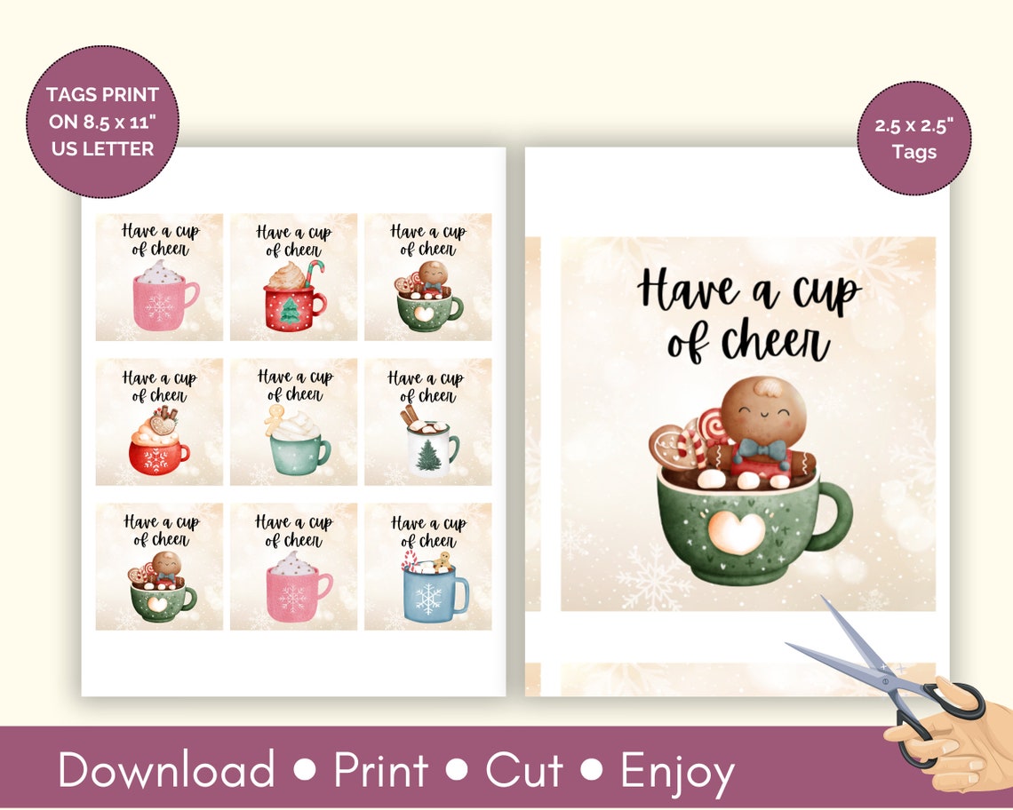 Hot Cocoa Tags, Printable Hot Chocolate Tags, Christmas Gift Tags - Etsy