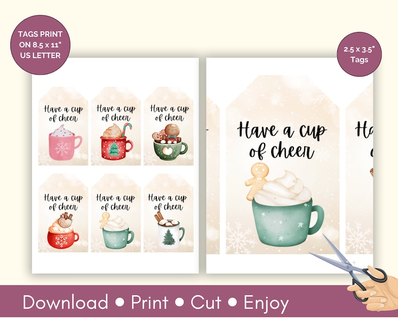 Hot Cocoa Tags, Printable Hot Chocolate Tags, Christmas Gift Tags - Etsy