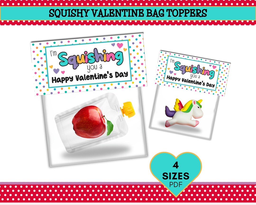 Printable Valentine's Day Squishy Gift Bag Topper, Squishies Valentine ...