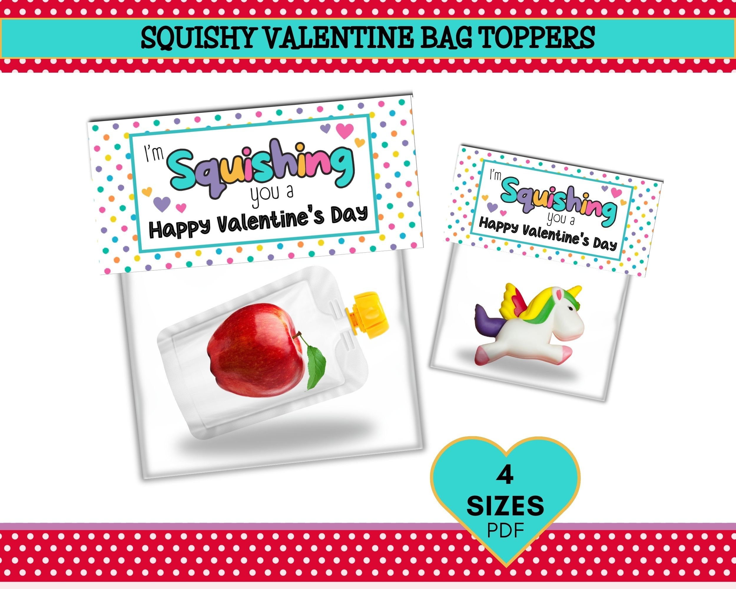 Printable Valentine's Day Squishy Gift Bag Topper, Squishies Valentine ...
