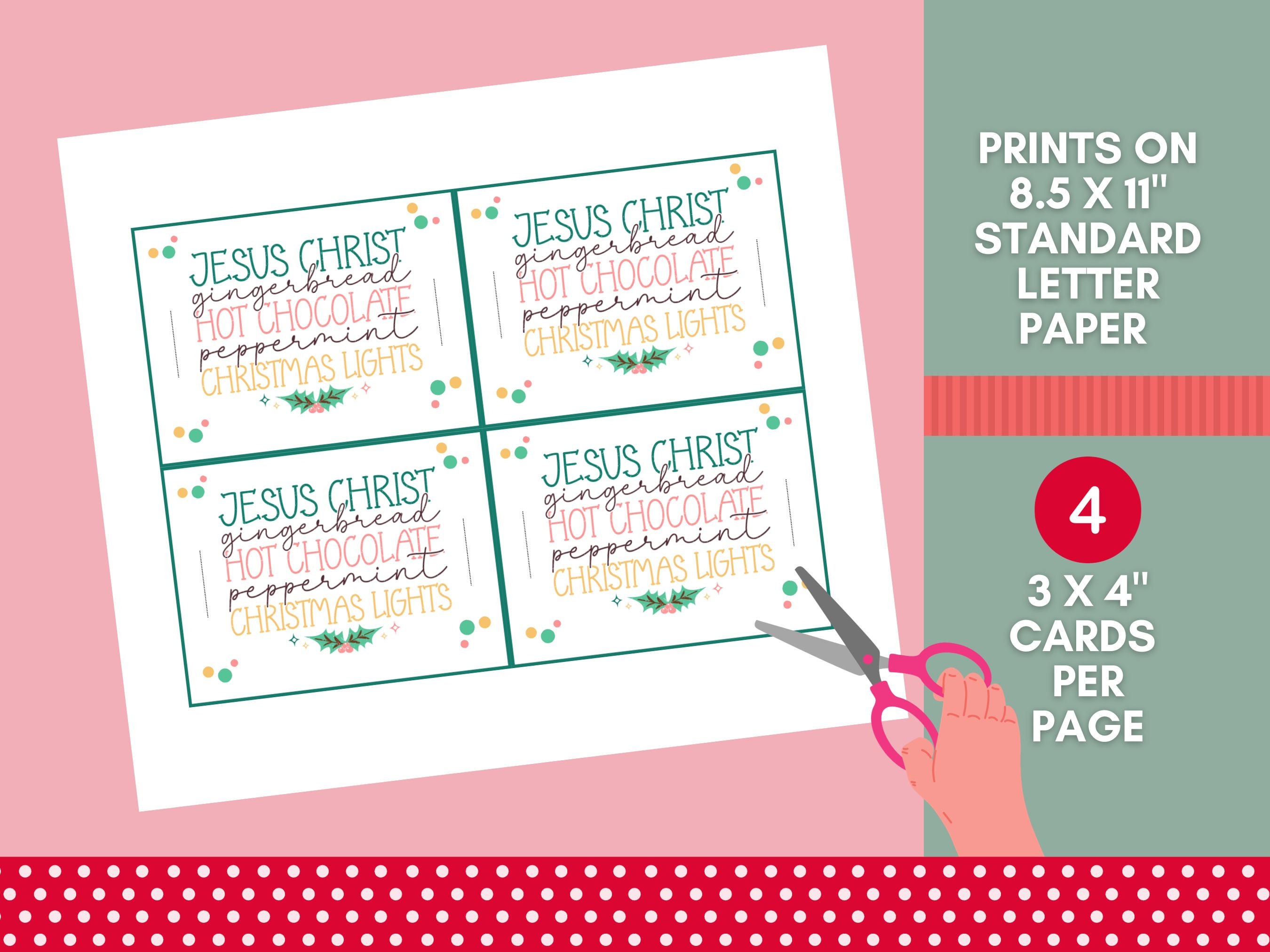 Jesus Candy Cane Card, Sweet Treat Tags, Candy Cane Holder, Christian ...