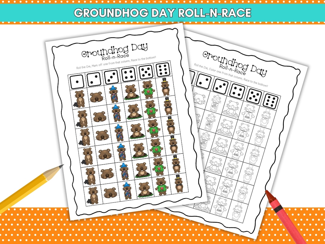 Groundhog Day Roll and Race Game, Printable Groundhog Day Activity - Etsy