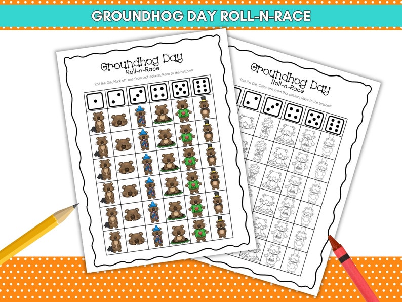 Groundhog Day Roll and Race Game, Printable Groundhog Day Activity - Etsy