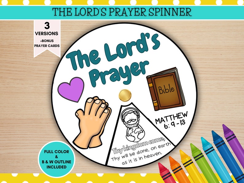 Printable the Lords Prayer Spinner Craft for Kids, Lords Prayer Wheel ...