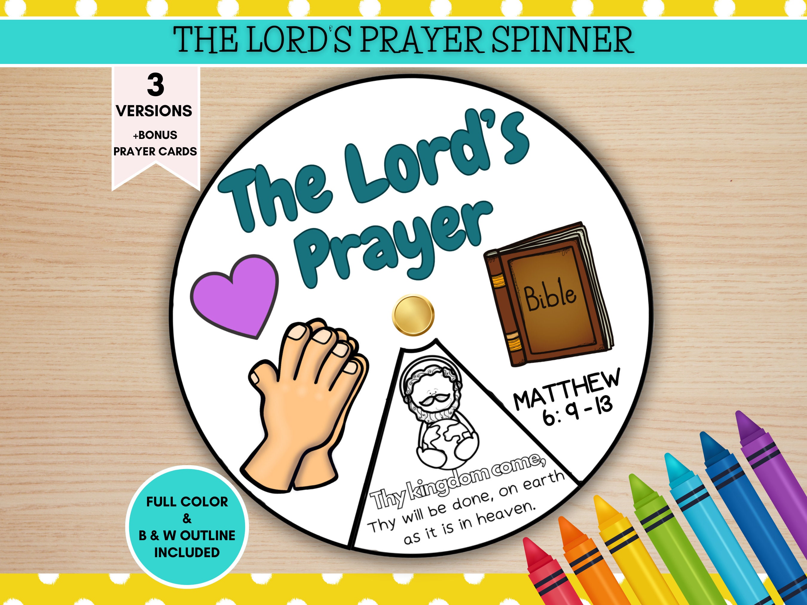 Printable the Lords Prayer Spinner Craft for Kids, Lords Prayer Wheel ...