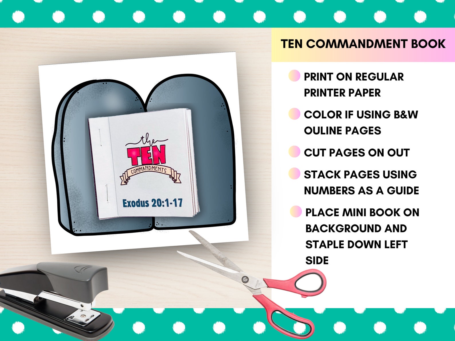 The Ten Commandments Bible Mini Book, Bible Craft for Kids, Christian ...