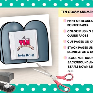 The Ten Commandments Bible Mini Book, Bible Craft for Kids, Christian ...