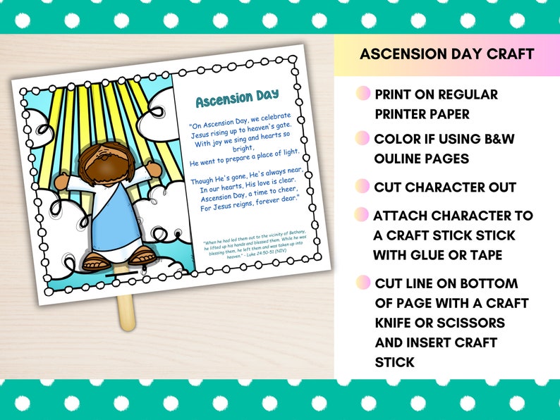 Jesus Ascension Printable Craft for Kids, Ascension Day Poem, Christian ...