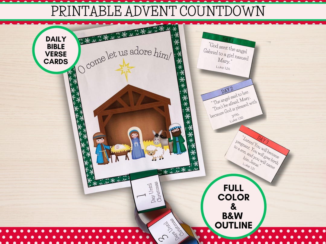Printable Advent Calendar for Kids, Christian Advent Calendar Printable ...