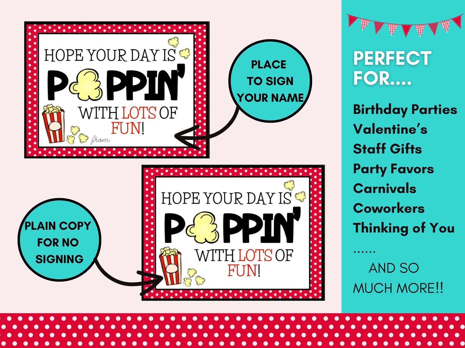 Popcorn Valentine Tag, Popcorn Valentine Printable, Cute Popcorn Gift ...