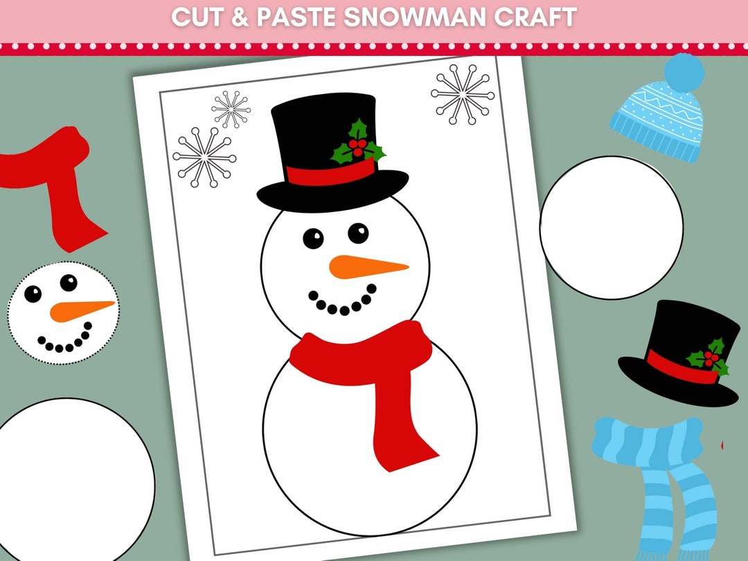 Printable Snowman Craft, Snowman Cut & Paste - Etsy