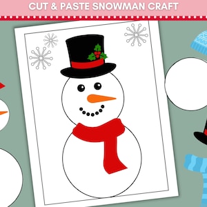 Printable Snowman Craft, Snowman Cut & Paste - Etsy