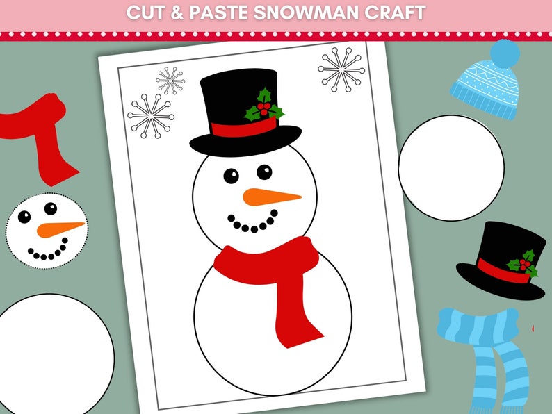 Printable Snowman Craft, Snowman Cut & Paste - Etsy
