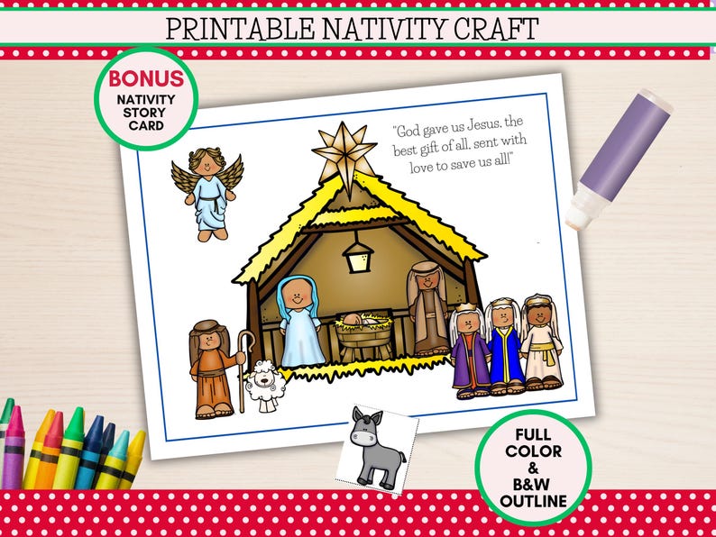 Printable Nativity Craft for Kids, Build a Nativity Craft, Christian ...