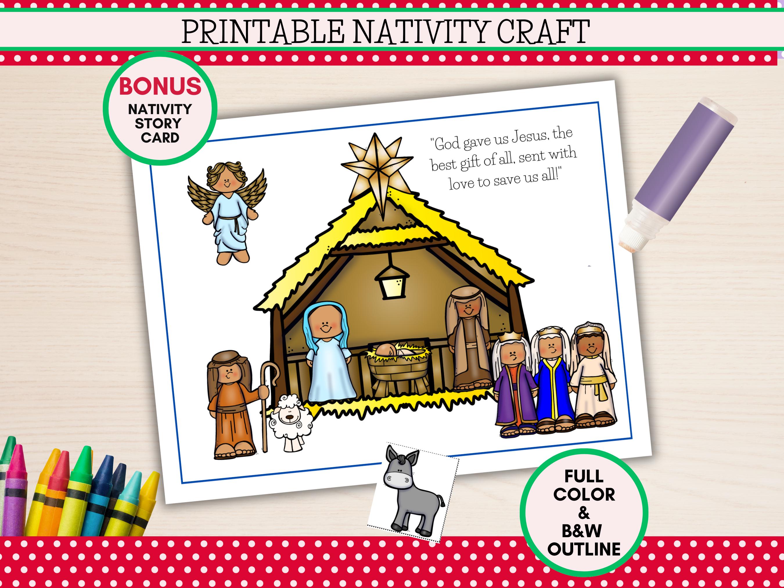 Printable Nativity Craft for Kids, Build a Nativity Craft, Christian ...