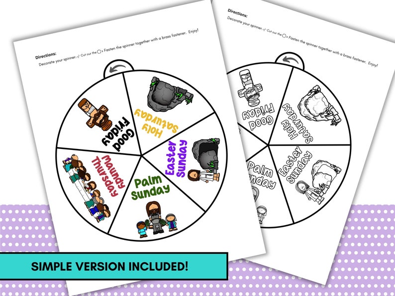 Printable Holy Week Spinner Craft for Kids, Easter Story Wheel ...