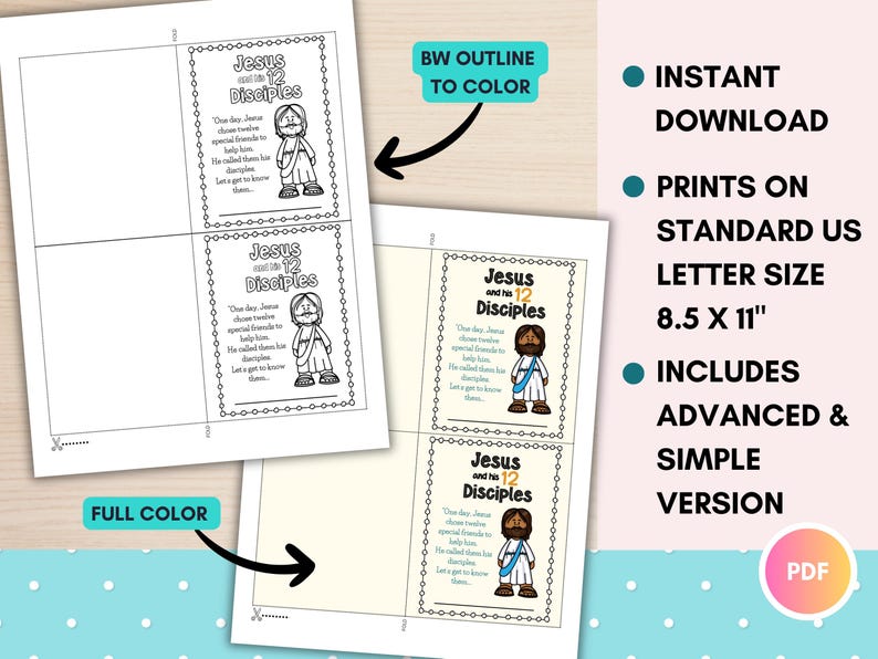 Printable Jesus and His Disciples Mini Book for Kids, 12 Disciples ...