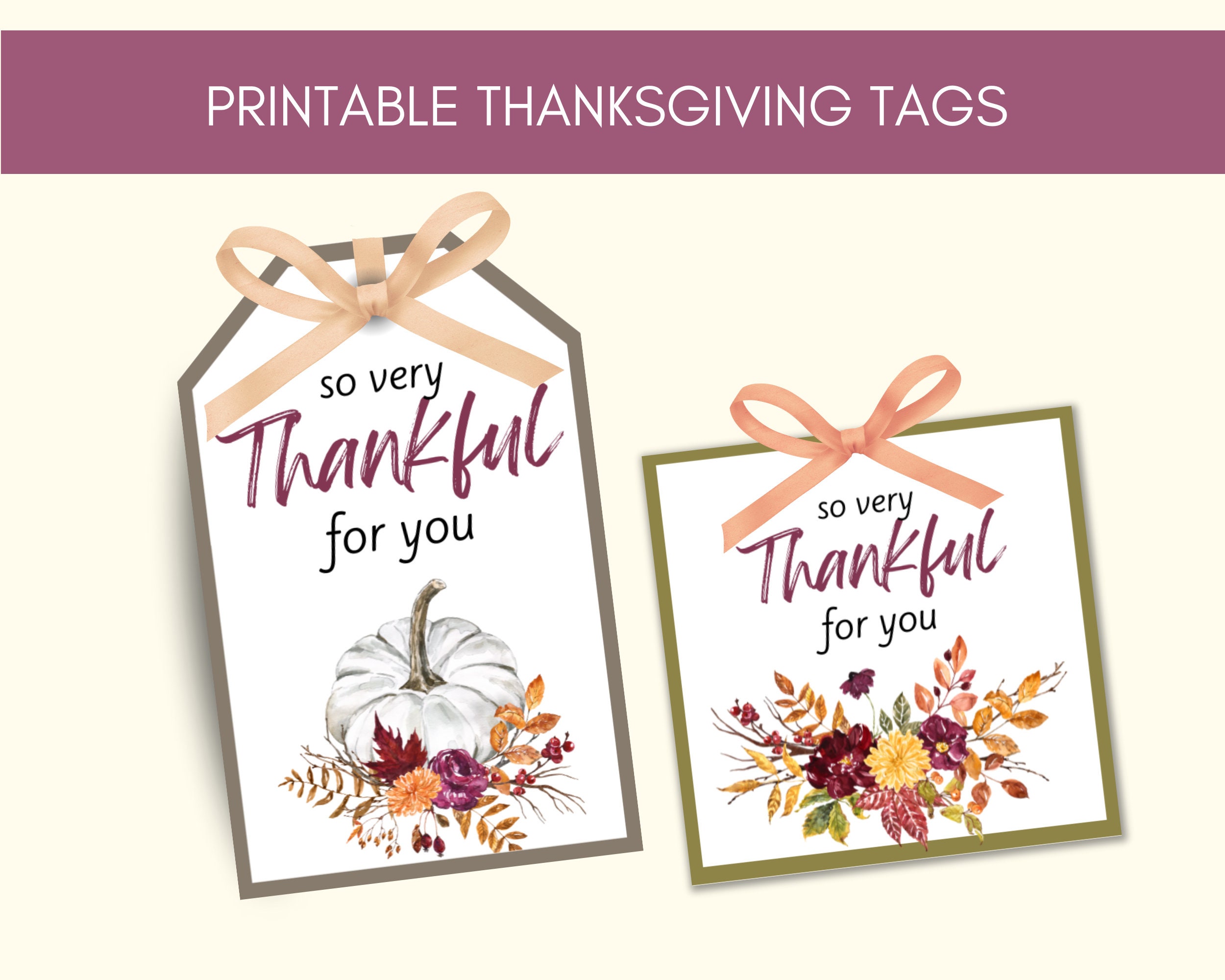 Printable so Very Thankful for You Tags Thanksgiving Treat - Etsy