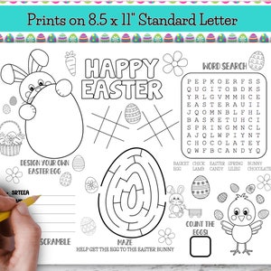 Easter Coloring Placemat, Printable Easter Activity Mat, Easter Table ...