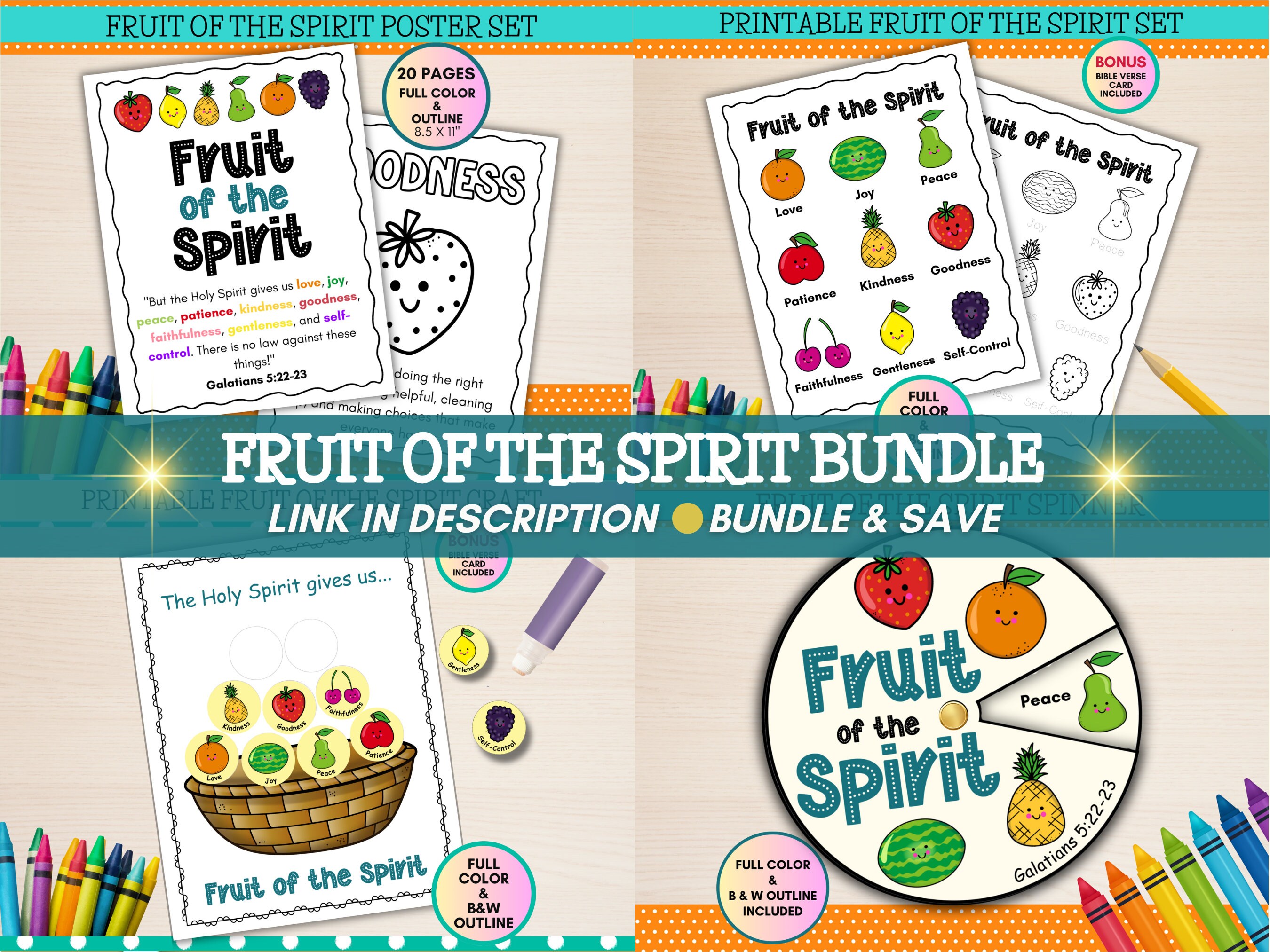 Printable Fruit of the Spirit Coloring Sheet & Poster, Christian ...