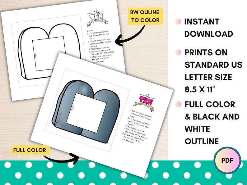 The Ten Commandments Bible Mini Book, Bible Craft for Kids, Christian ...