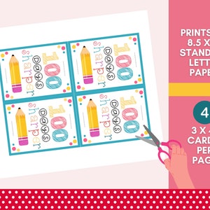 100th Day of School Printable Gift Tag, 100 Days Sharper Pencil Tag ...