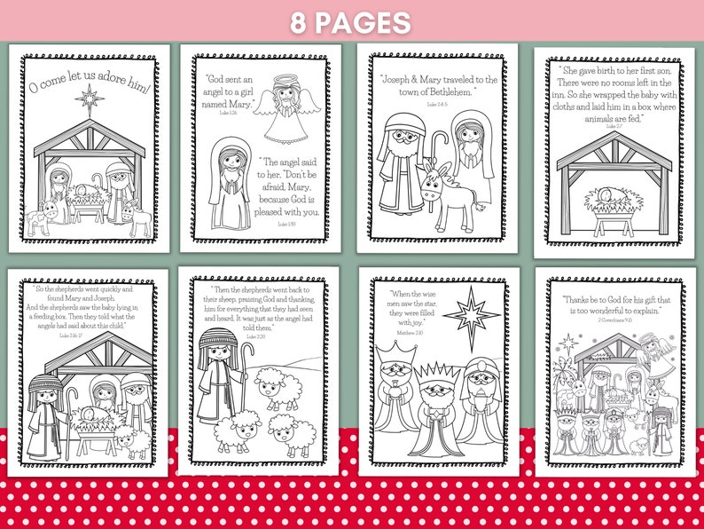 Nativity Coloring Pages for Kids With Verses, Christmas Story Printable ...