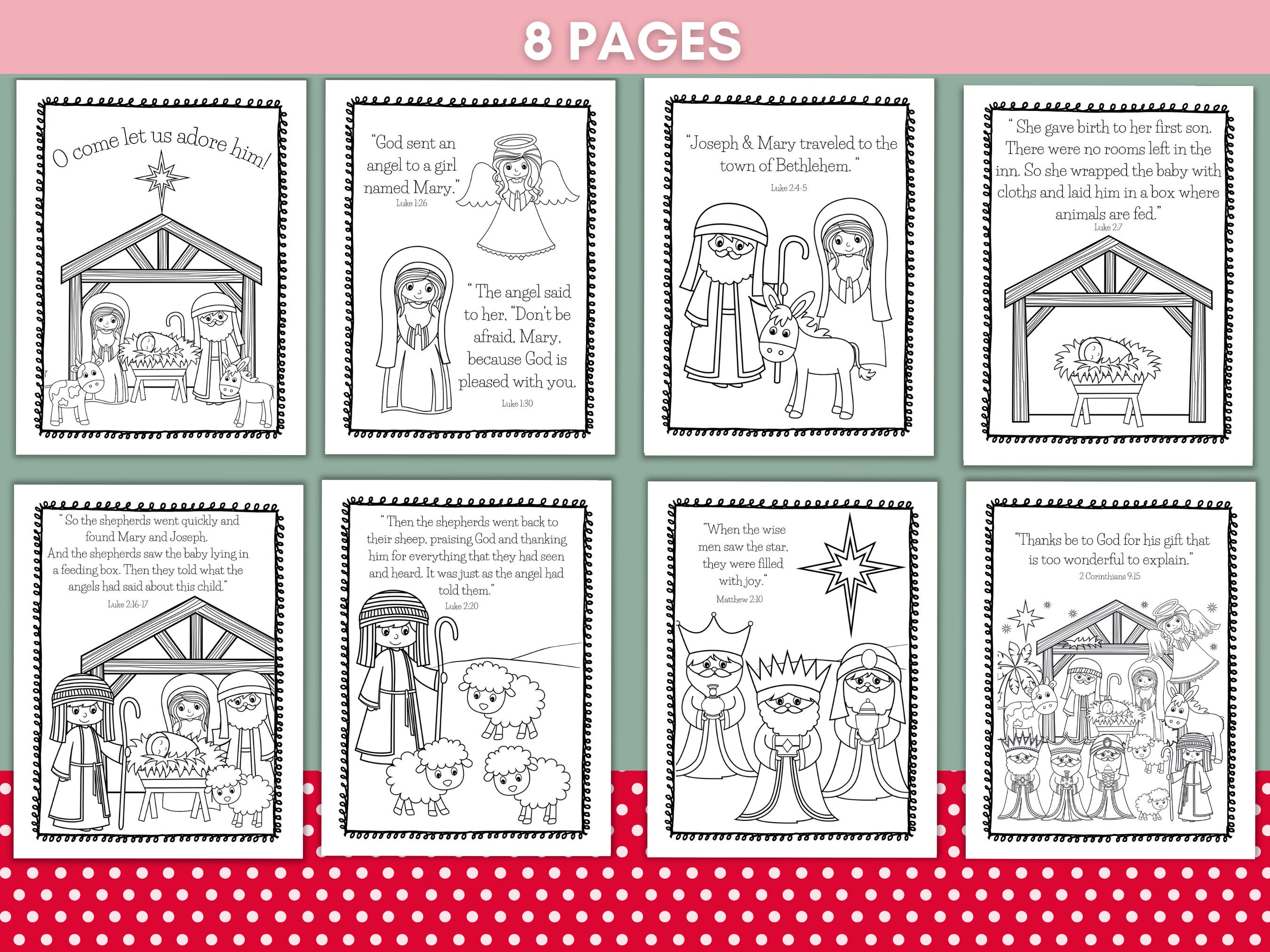 Nativity Coloring Pages for Kids With Verses, Christmas Story Printable ...