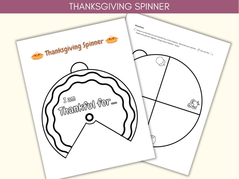 Thankful for You Spinner Wheel, Printable Thanksgiving Craft - Etsy