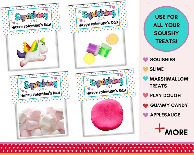 Printable Valentine's Day Squishy Gift Bag Topper, Squishies Valentine ...