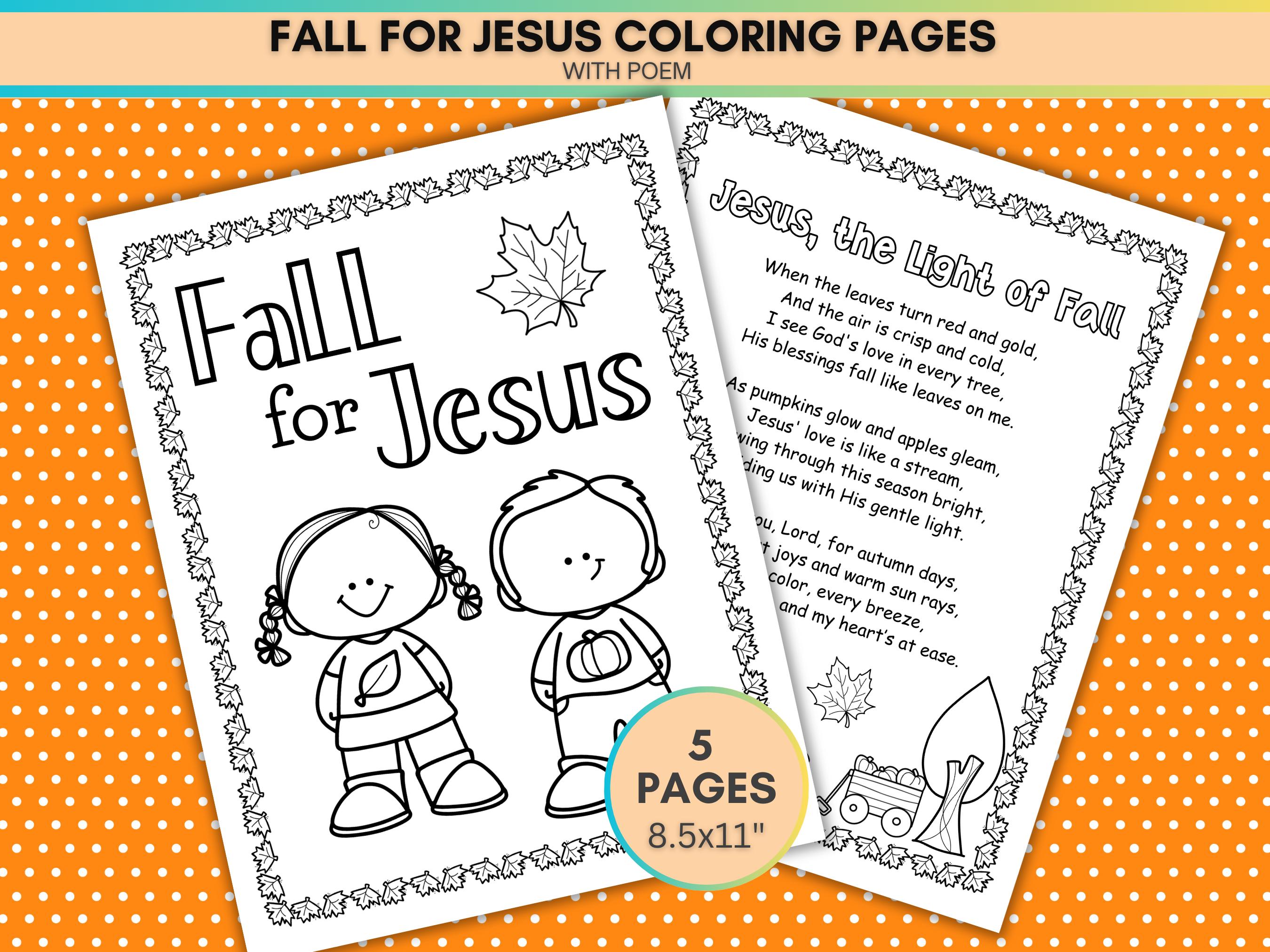Printable Fall for Jesus Coloring Set, Christian Fall Poem for Kids ...