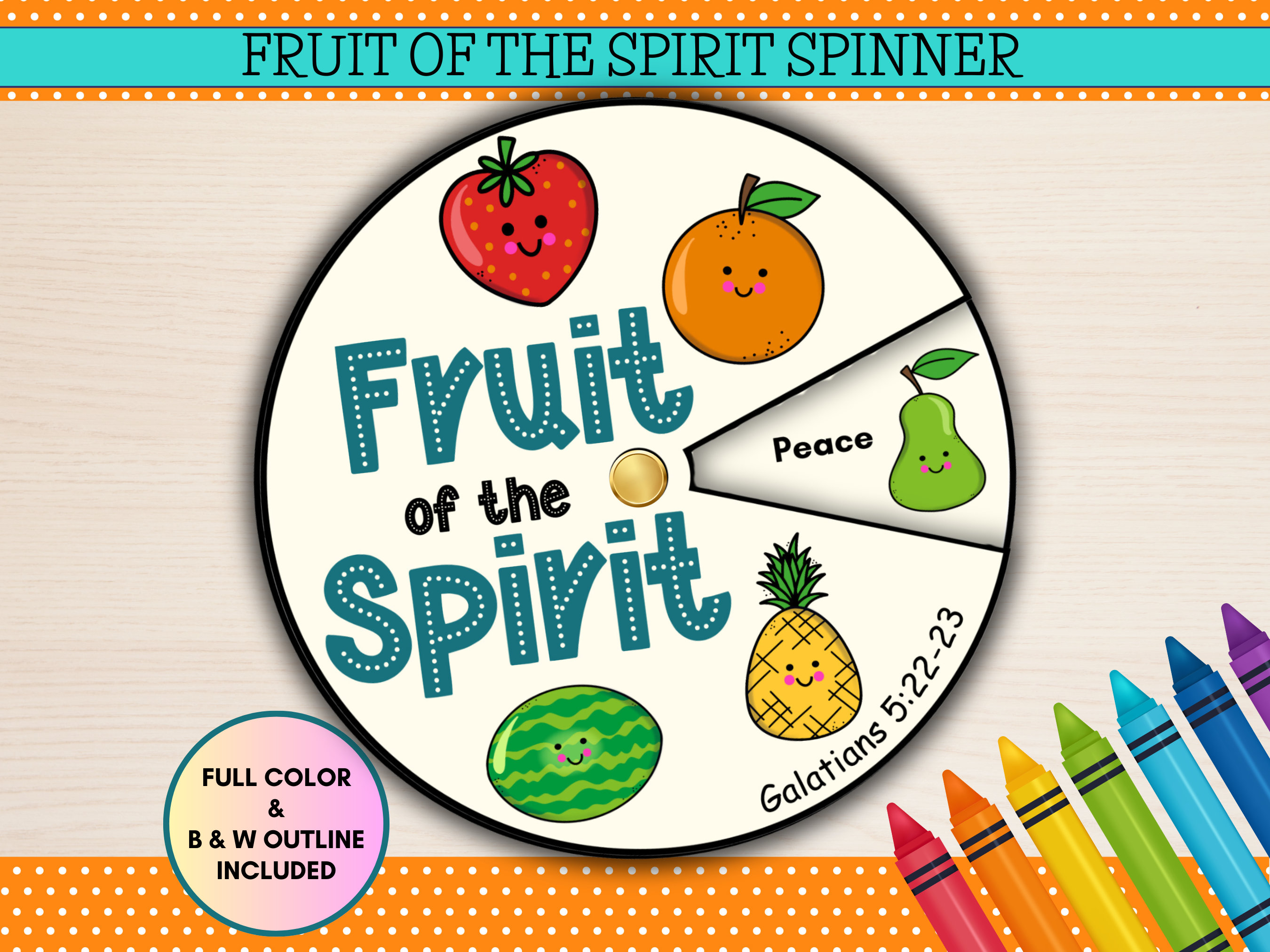 Printable Fruit of the Spirit Spinner Craft for Kids, Fruits of the ...