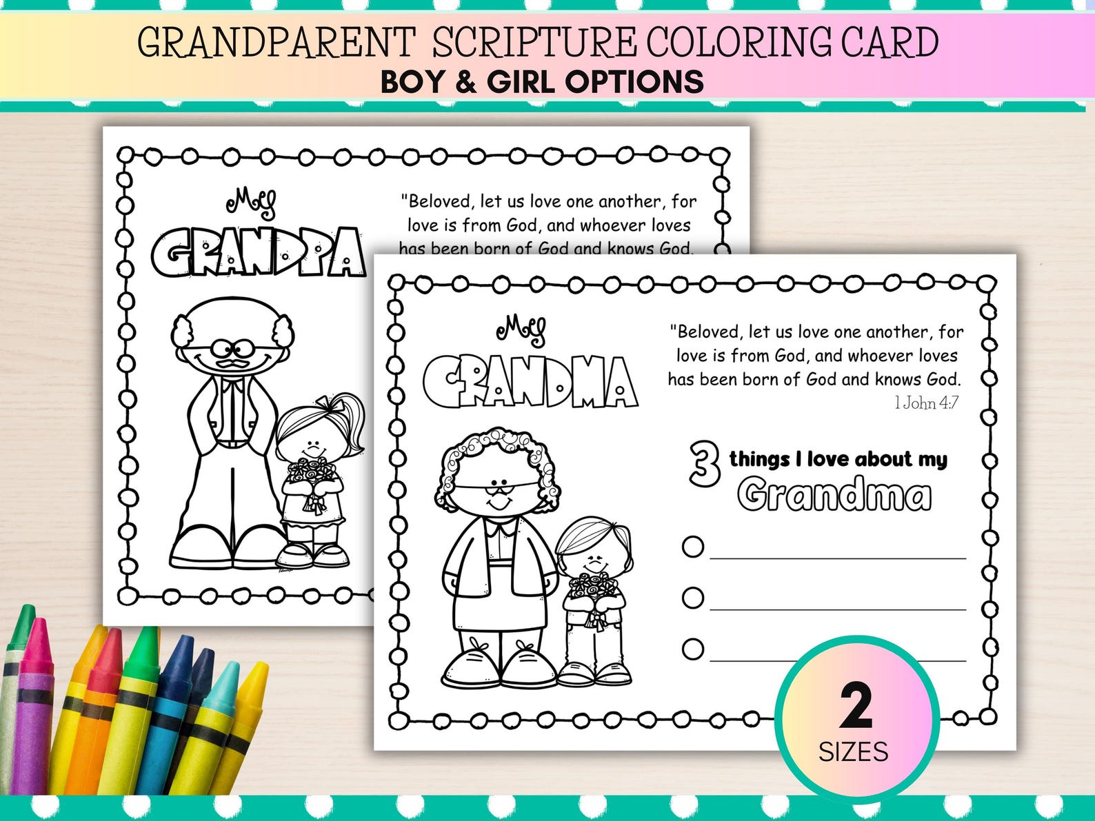 Printable Grandparents's Day Kids Bible Coloring Card, Grandparents Day ...