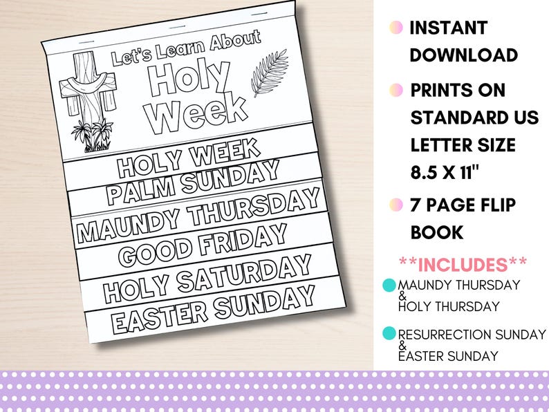 Holy Week Flip Book, Kids Sunday School Craft (PDF Download) - Etsy