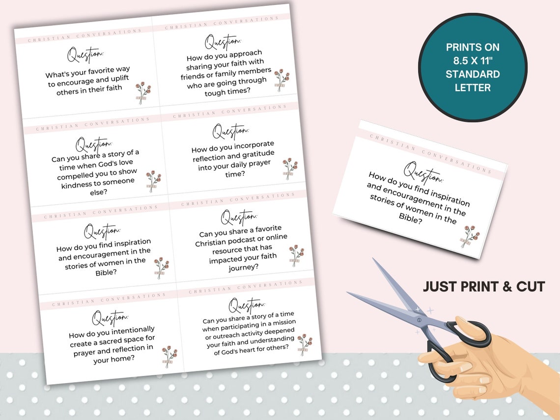 104 Christian Conversation Cards, Christian Discussion, Church ...